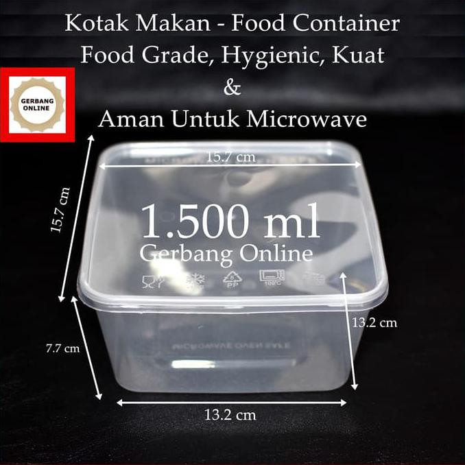 Jual Kotak Makan 1500 Ml Tempat Box Nasi Microwave Thinwall Food