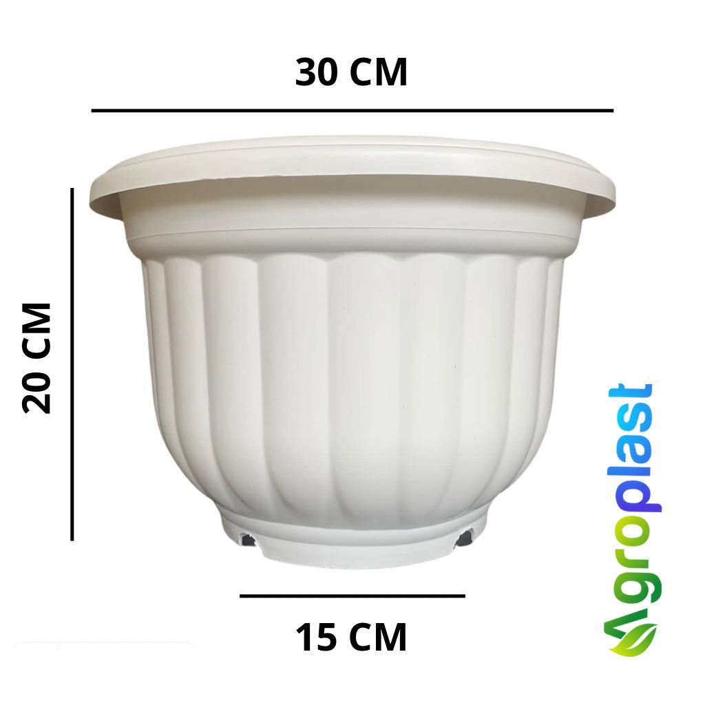 Jual Pot Bunga Tanaman Hias Model Belimbing Ukuran Diameter 30 Putih ...