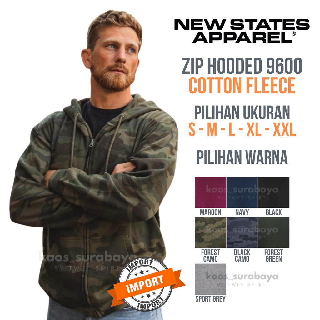 Jual Jaket Hoodie Zipper NSA New States Apparel Super Blend Full Zip ...