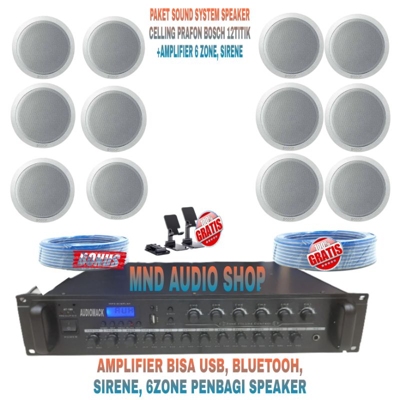 Jual PAKET SOUND SYSTEM CAFE RESTO SPEAKER CELLING PRAFON BOSCH 12TITIK ...