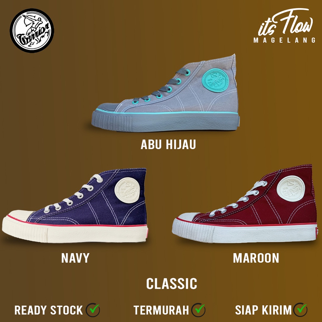 Jual Sepatu Warrior Classic High Warna Navy Abu/Hijau Maroon Original Itsflow - Termurah ...