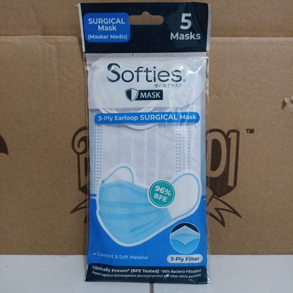 Jual Softies Surgical Mask 3 ply Earloop isi 5 pcs | Shopee Indonesia