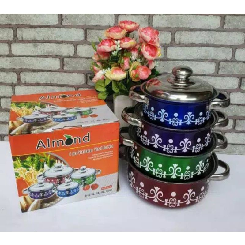 Jual PROMO panci set Almond type O2 isi 4pcs/cookware set | Shopee ...