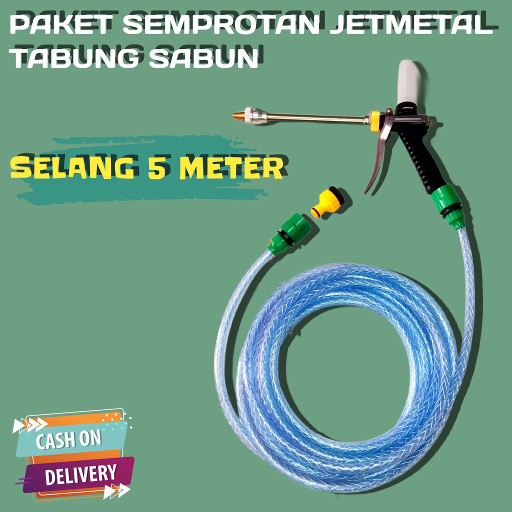 Jual Paket Semprotan Cuci Motor Jetmetal dengan Tabung Sabun - 5 Meter ...