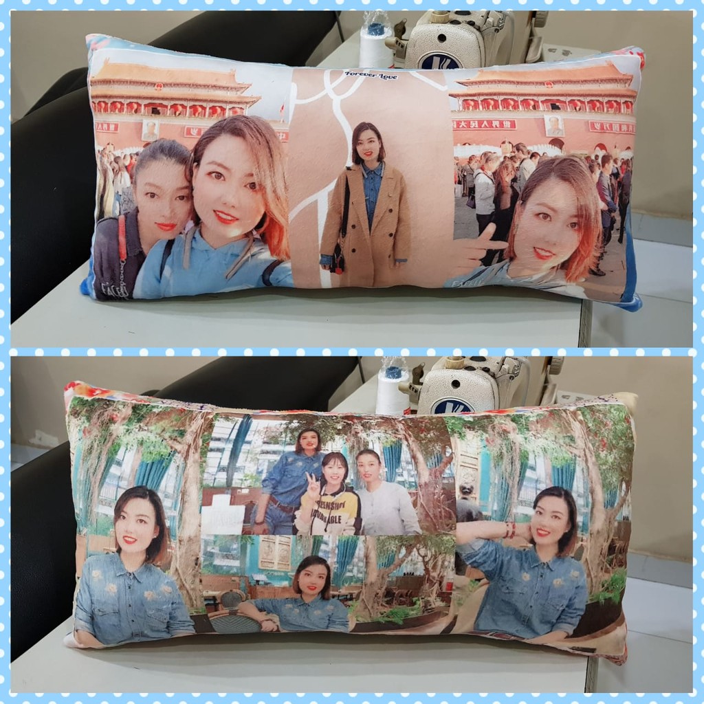 Jual bantal custom foto, nama, ucapan ukuran panjang 27x55 cm, hadiah ...