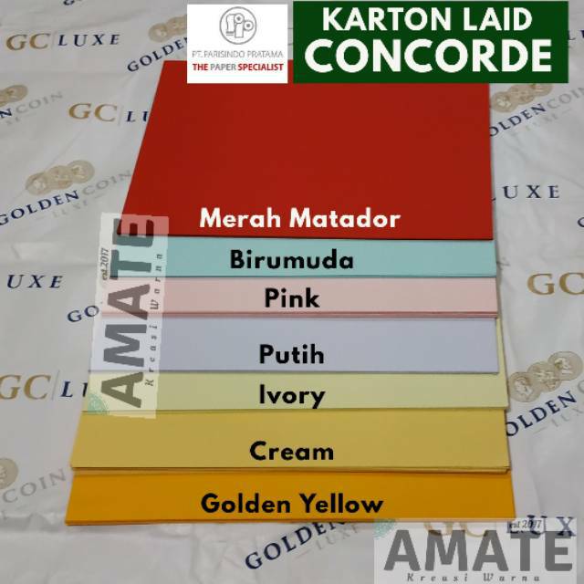 Jual Kertas Concorde Laid Karton 220gsm A4 Warna isi 50 Lembar | Fancy ...