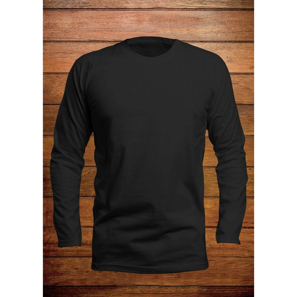 Jual AIQI - Kaos Distro Polos TANGAN PANJANG (Hitam) | Shopee Indonesia