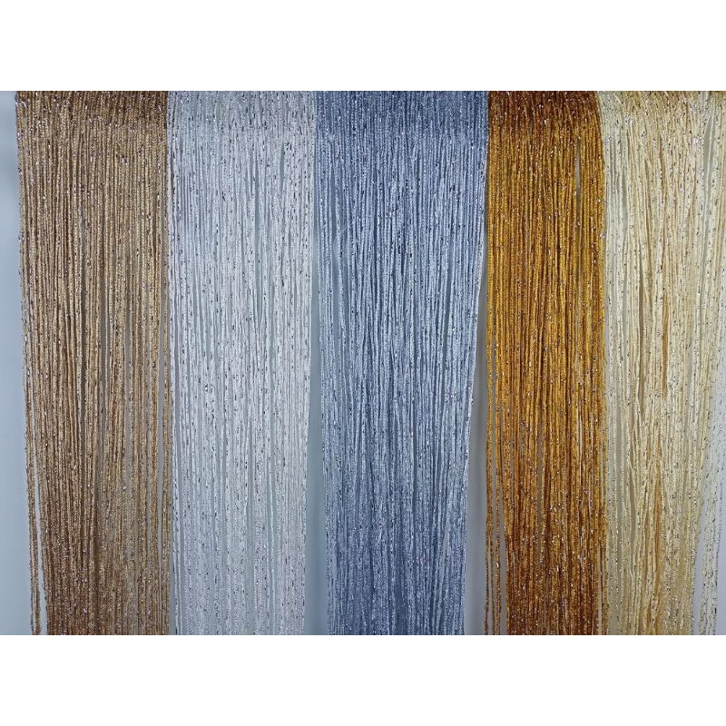 Jual Tirai benang gliter Gold / Silver/Putih ukuran 3 x 3 meter /tirai ...