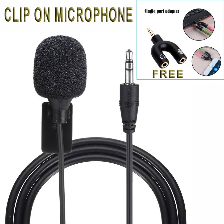Jual MIC CLIP ON + AUDIO SPLITTER Y MICROPHONE HEADSET EARPHONE COLOKAN ...