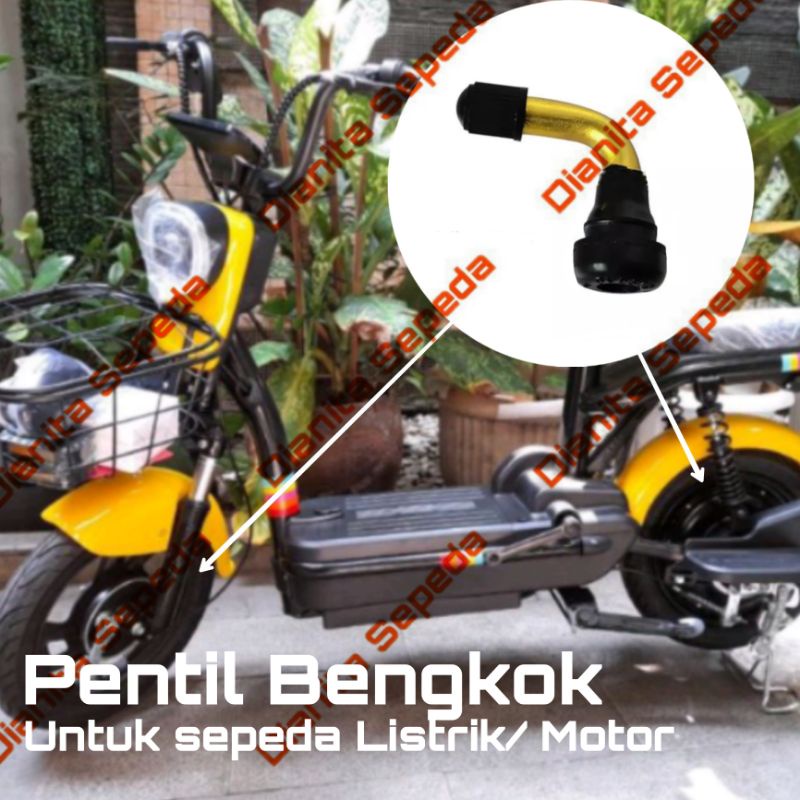 Jual pentil bengkok tubles sepeda listrik pvr 50 ban tubeless motor Scoopy pvr 70 | Shopee Indonesia