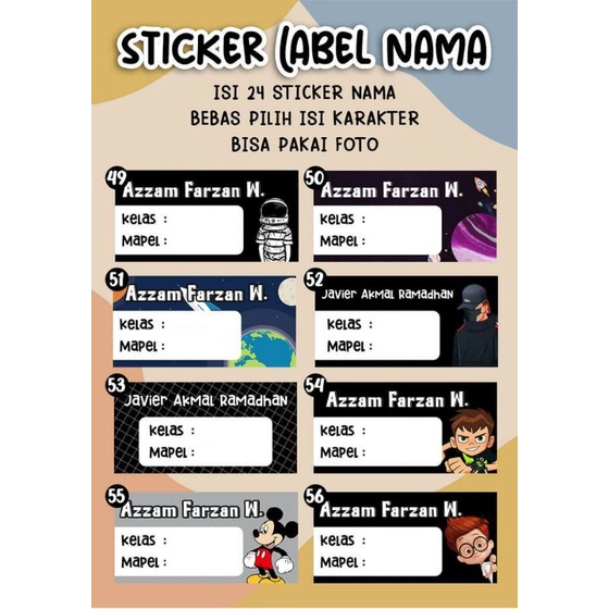 Jual Stiker Label Mapel anak sekolah karakter | Shopee Indonesia