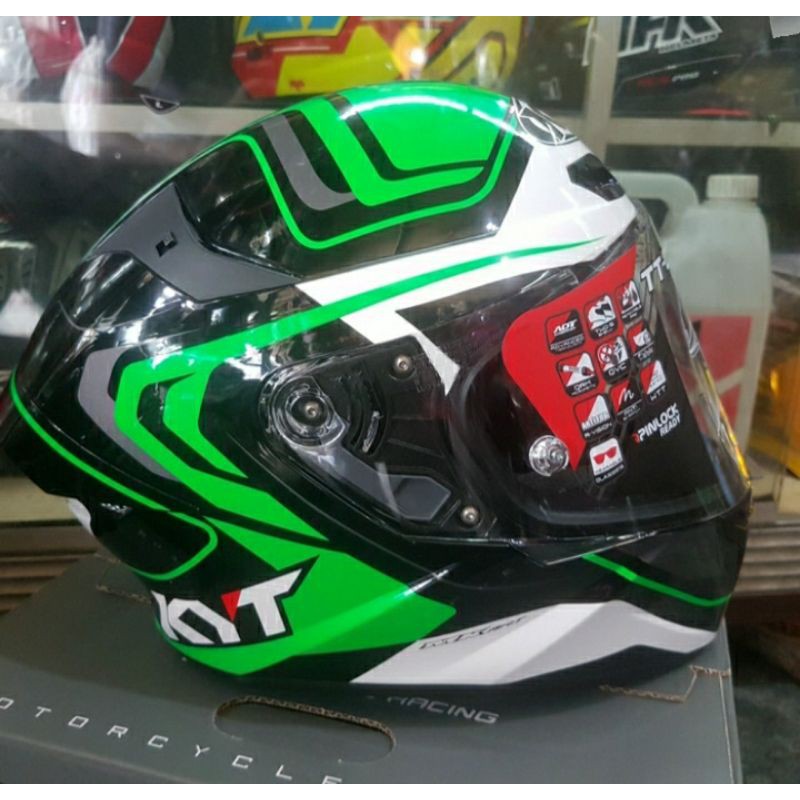 Jual KYT TT Course Overtech Black Green | Original KYT 100% | Limited ...