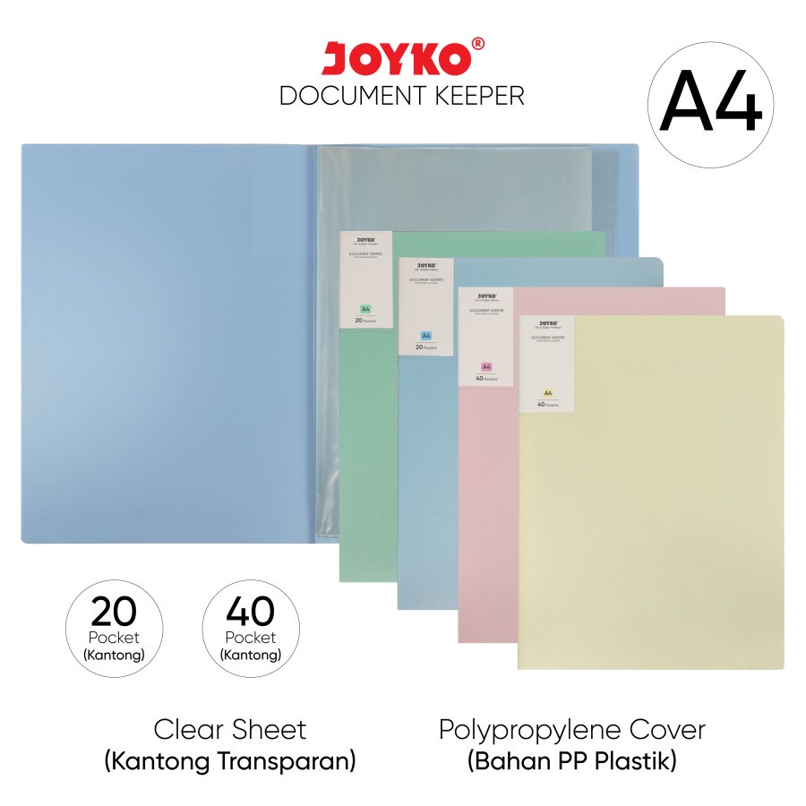 Jual JOYKO DOCUMENT KEEPER A4 F4 FOLIO CLEAR HOLDER PASTEL MAP DOKUMEN ...
