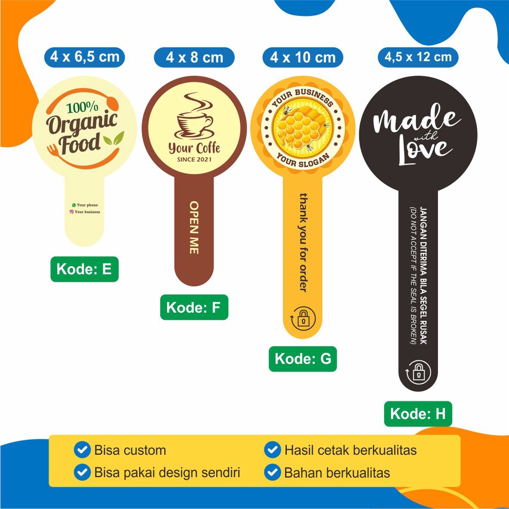 Jual Cetak Stiker Segel Botol Minuman Box Kemasan Makanan Seal | Shopee ...