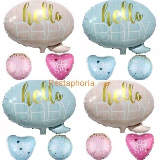 Jual Set Balon Foil Baby Shower Hello Baby It's A Girl / It's A Boy ...