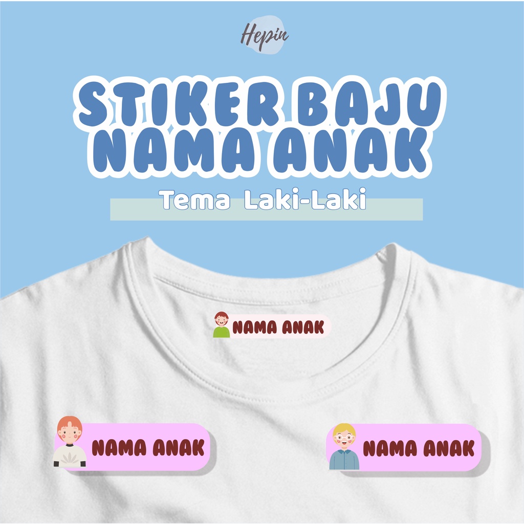 Jual (30-40pcs)Stiker DTF sablon Kain Label Baju Nama Anak tema LAKI ...