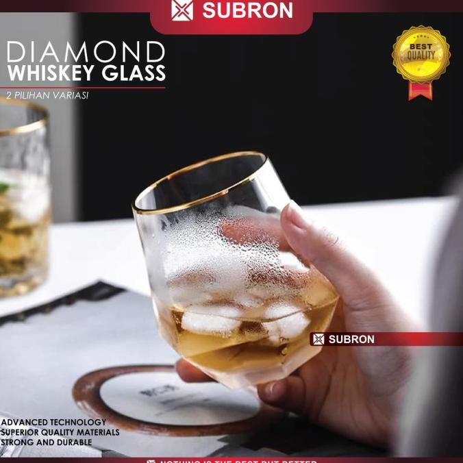Jual Produk Unggulan] SUBRON Gelas Kaca Whiskey Diamond 300ml Elegant ...