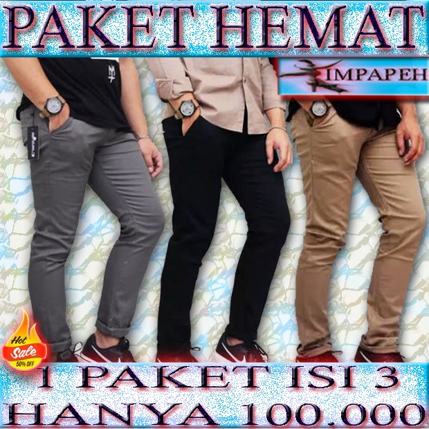 Jual PROMO !!! 1 PAKET ISI 3 PIS / CELANA CHINO PANJANG / CELANA PANJANG PRIA / CHINOS PANJANG ...
