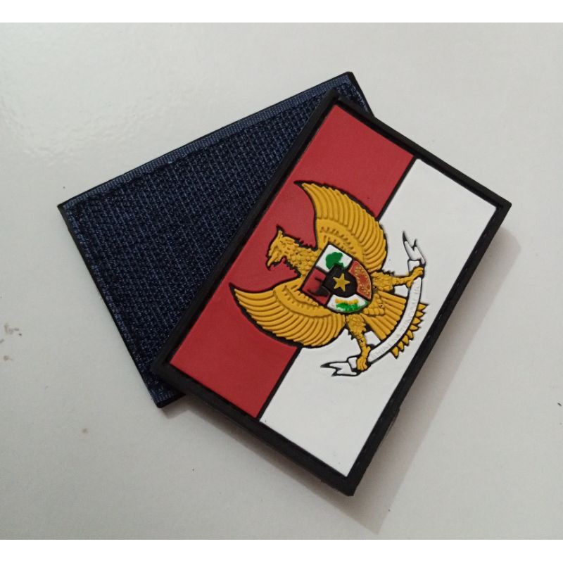 Jual PATCH RUBBER LOGO GARUDA DASAR MERAH PUTIH.tempelan karet emblem ...