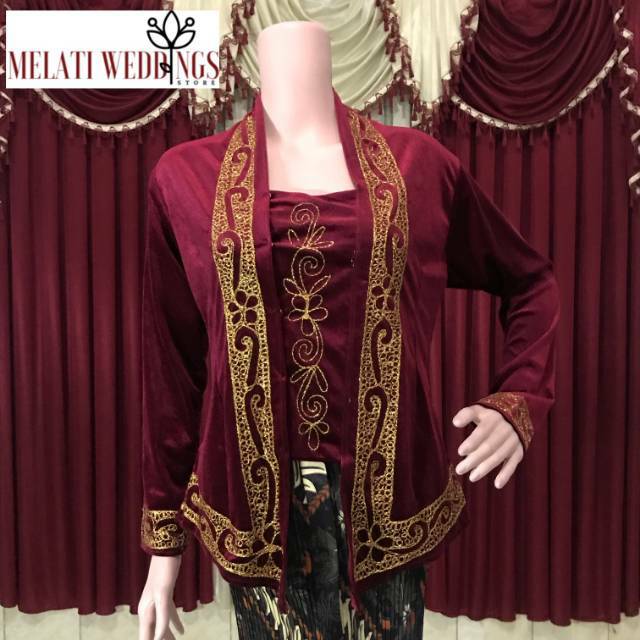 Jual Kebaya bludru | Kebaya bludru model kutu baru pendek motif ...