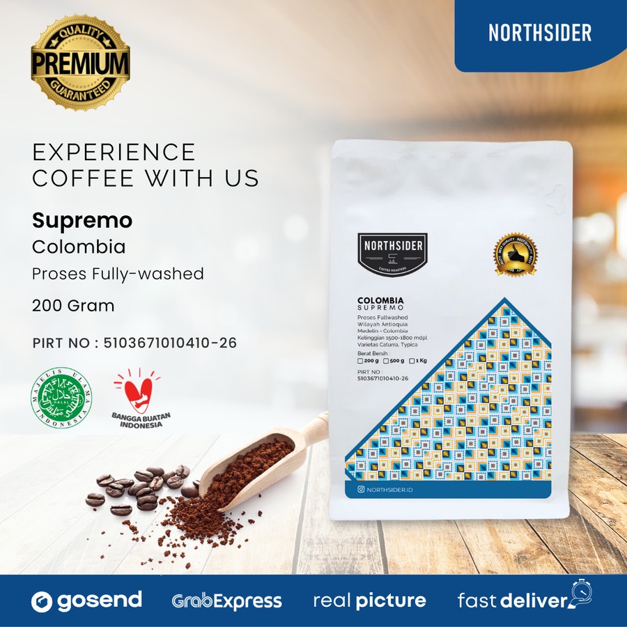 Jual Northsider Kopi arabika Colombia Supremo fully-washed coffee 200g ...