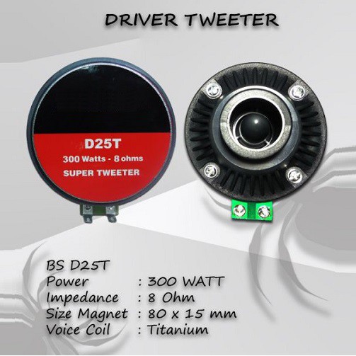 Jual Driver Tweeter BS D25T 300W 8R Model Drat Spul Super Twiter Tweter ...