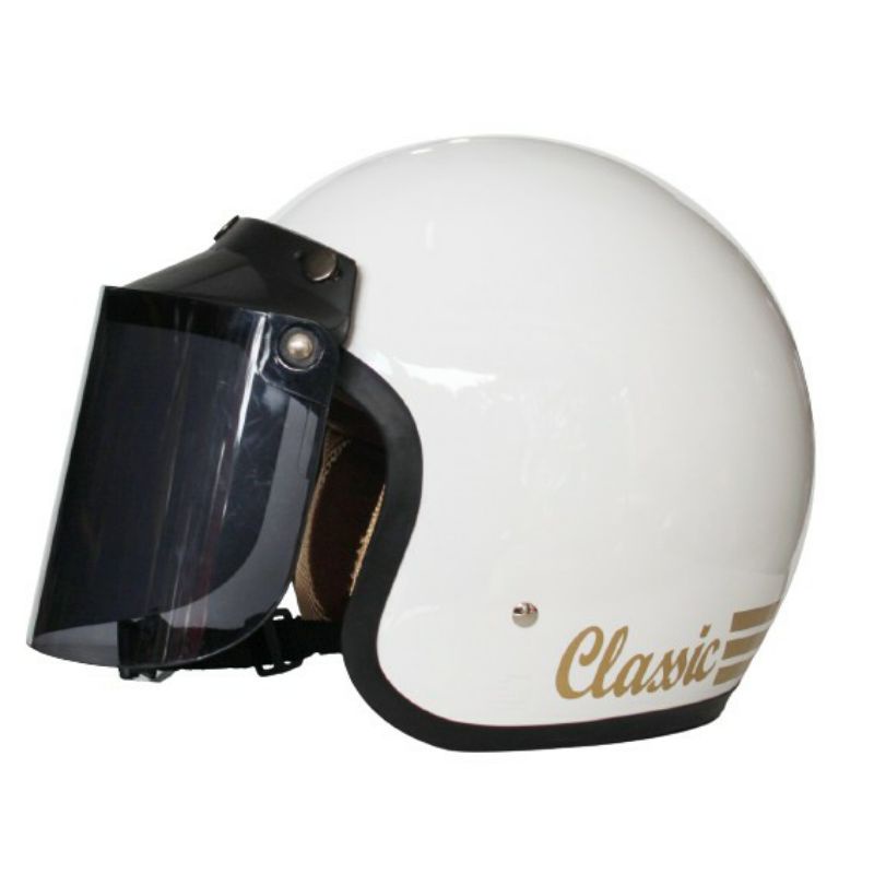 Jual Helm Bogo Retro Classic Putih Glossy Free kaca (datar/cembung ...