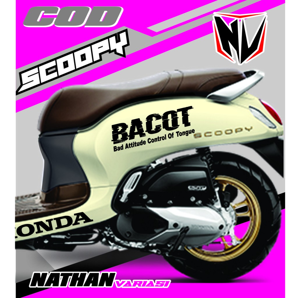 Jual sticker BACOT sticker scoopy striping scoopy cutting sticker BACOT ...