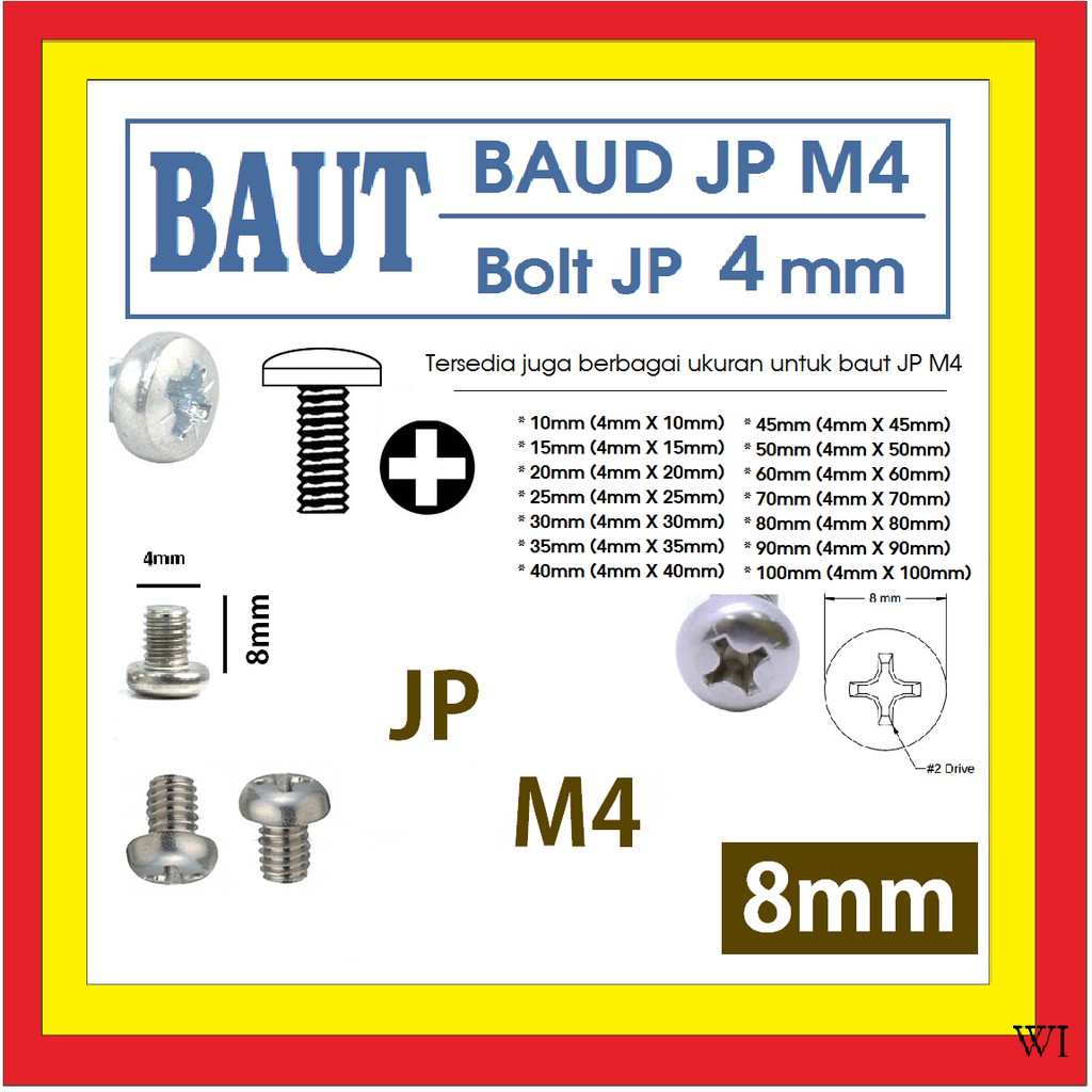 Jual BAUT JP M4 GALVANIS 6 8 10 12 15 20 25 30 35 40 45 50 60 70 80 90mm SEKRUP BAUD KEPALA ...