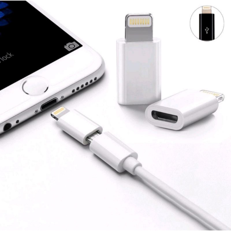 Jual Sambungan kabel charger Micro USB To lightning dan Type C | Shopee ...