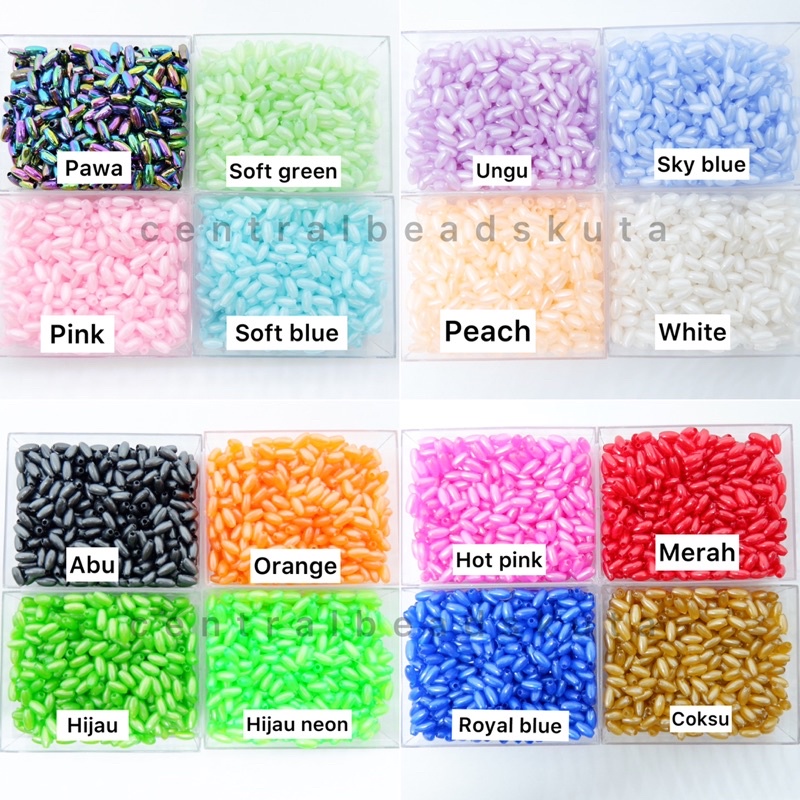 Jual (50 gram) MANIK PADI / MANIK BERAS / RICE BEADS | Shopee Indonesia