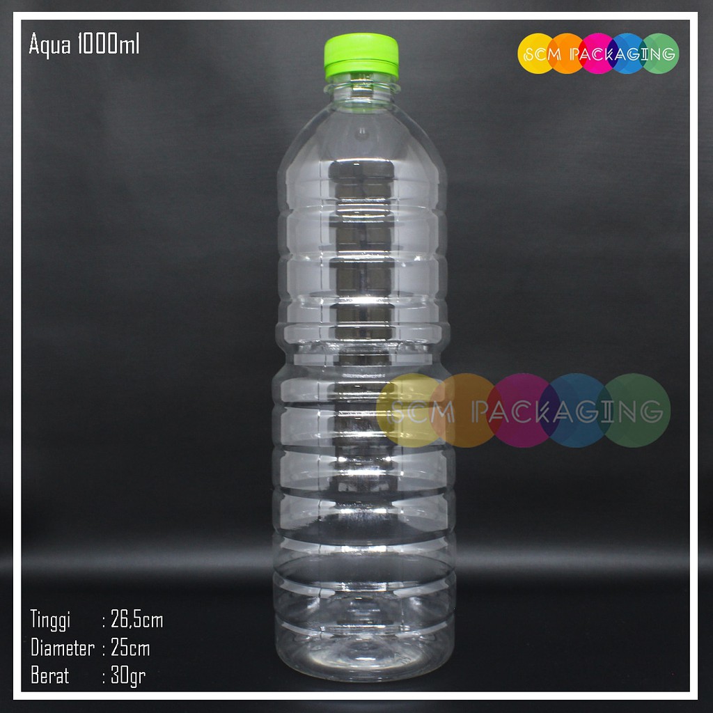 Jual botol plastik pet Aqua 1000ml / 1liter kemasan minuman kopi susu ...