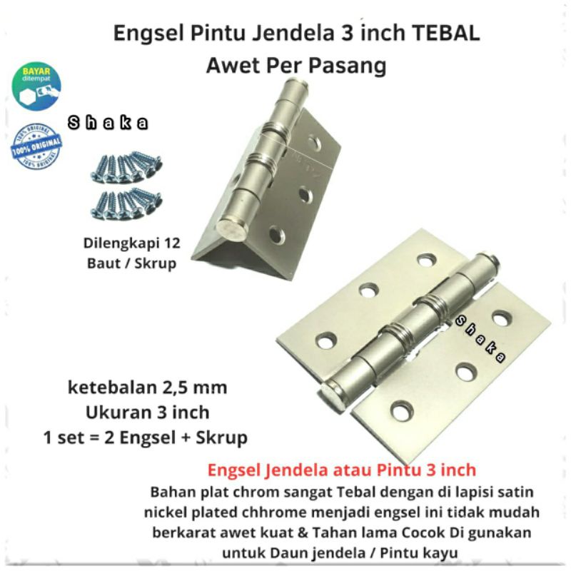 Jual Engsel pintu rumah engsel jendela 3inch stainless | Shopee Indonesia