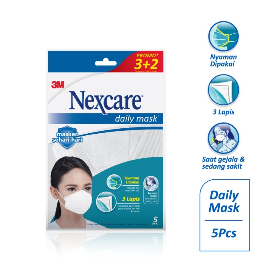 Jual 3M Masker Nexcare Daily FIT MASK PUTIH Rejuvenate - 1 Pack isi 5 ...