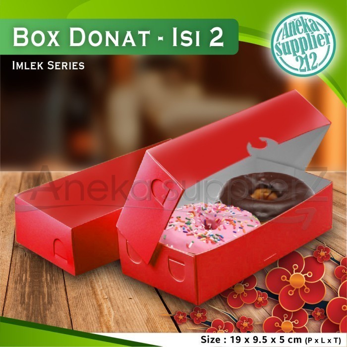 Jual Box DONAT - Dus Donat - Kotak Donat - MERAH - ISI 2 (50 pcs ...