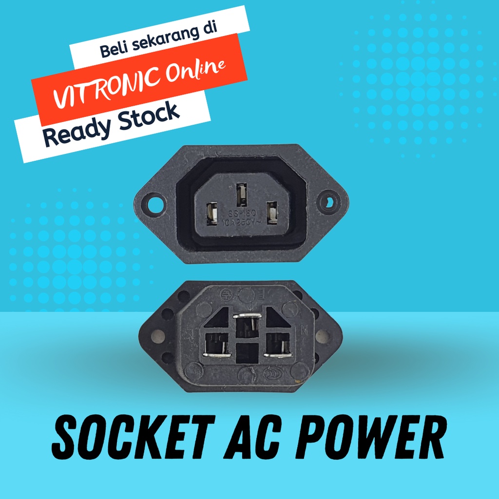 Jual Socket AC Power Soket Komputer Female 3 pin C14 Chasis | Shopee Indonesia