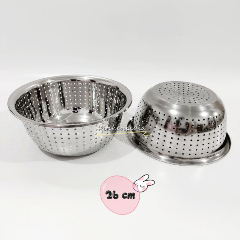 Jual Saringan Baskom Bolong Tirisan Sayur Buah Mangkok Lubang Stainless ...
