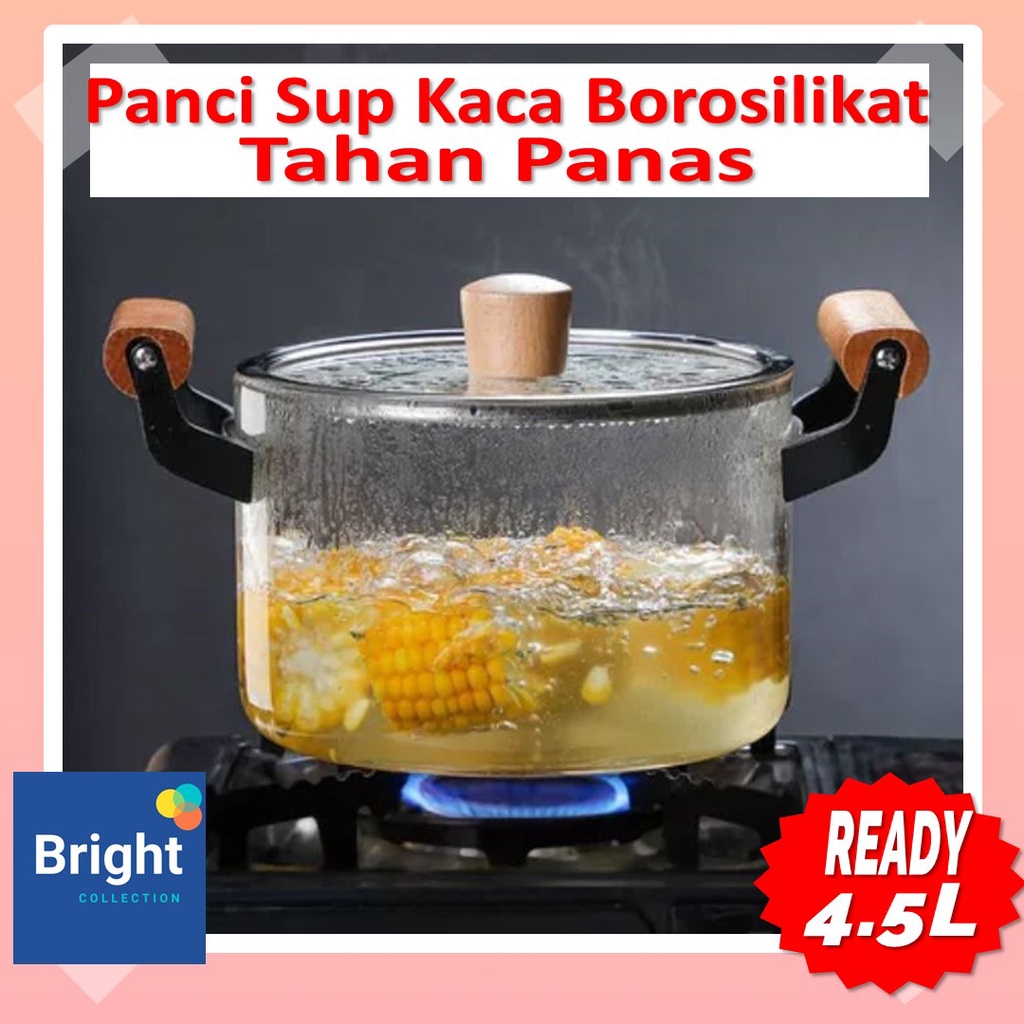 Jual panci kaca tahan panas Borosilikat 3.5 Liter & 4.5 L soup pot kaca ...