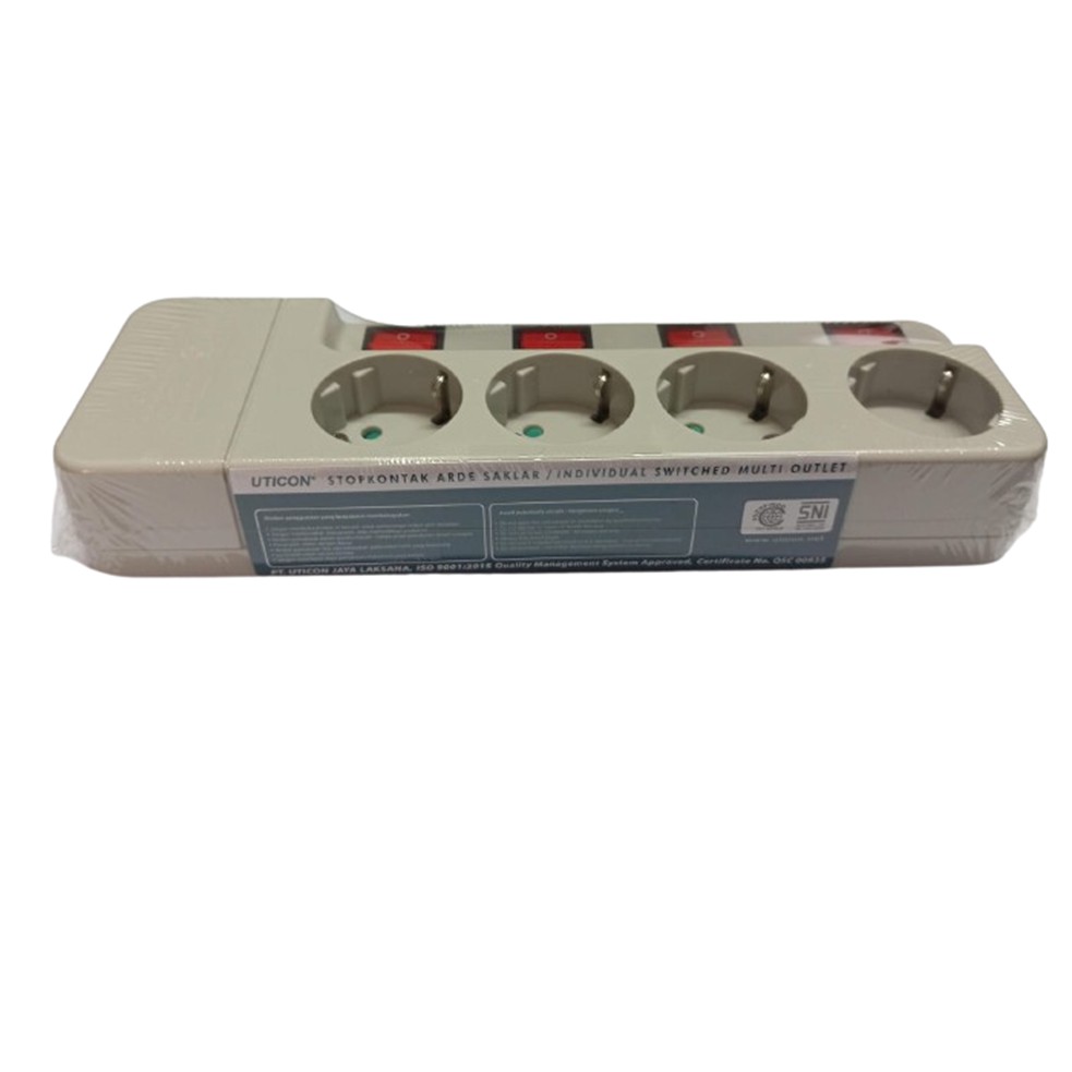 Jual Uticon ST 1485SN Stop Kontak 4 LB Abu abu + Saklar Tanpa Kabel ...