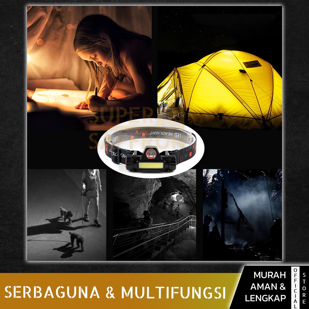 Jual Senter Kepala LED Mini COB XPE Headlamp Bisa Putar Copot Cas USB ...