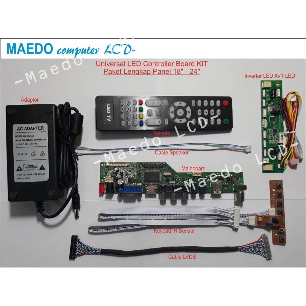 Jual Universal LED controller Paket lengkap utk panel LED 18inch 24inch ...