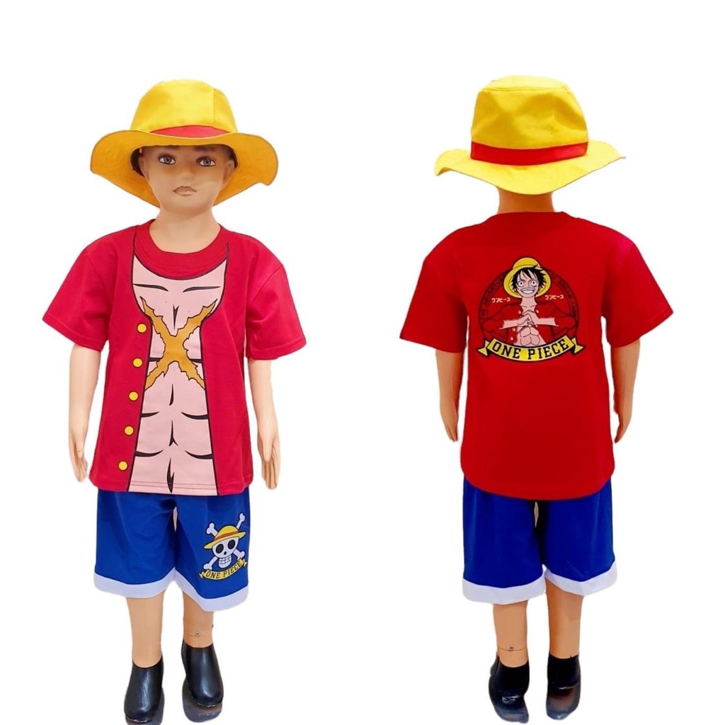 Jual SETELAN ANAK LAKI-LAKI KOSTUM ONE PIECE LUFFY SET TOPI / BAJU ...