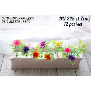 Jual BU-0245 topper hiasan kue rumput bunga daun tanaman plastik ...