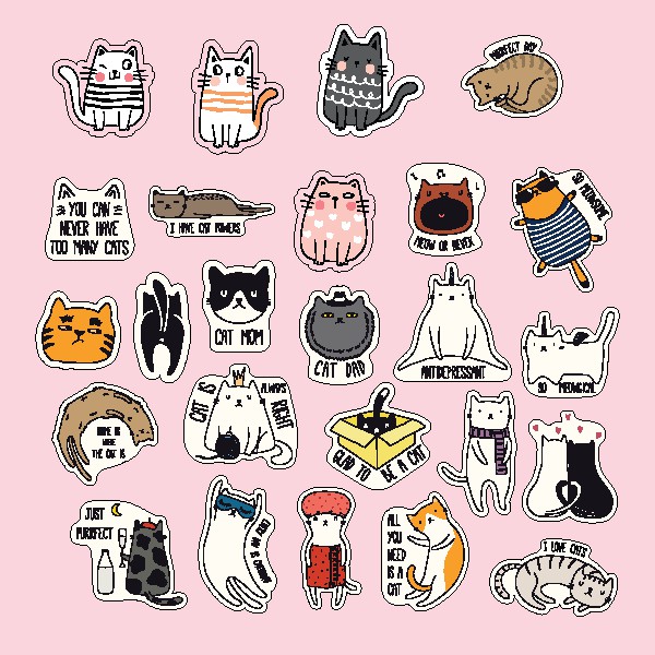 Jual Bukuqu Stiker Journal SJ019 Cute Cat untuk Notebook, Planner ...