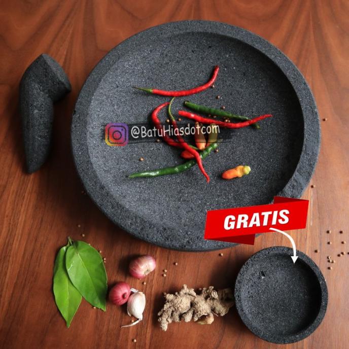 Jual Cobek dan Ulekan Batu Lava Merapi Asli Tidak Berpasir Ukuran 30 cm ...