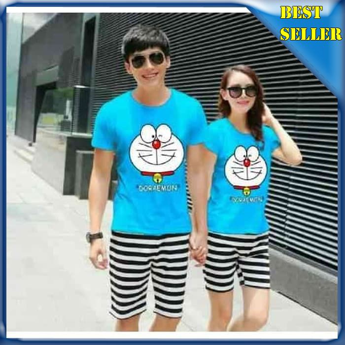 Jual Baju kaos couple doraemon Baju couple pria dan wanita | Shopee ...
