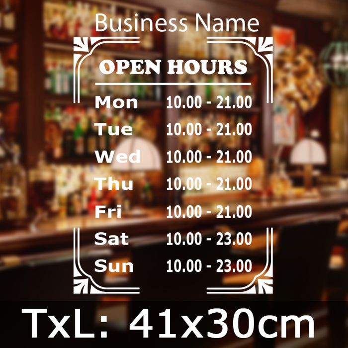 Jual Promo Stiker Open Hours pintu kaca Cafe Kantor Resto Sticker Jam ...