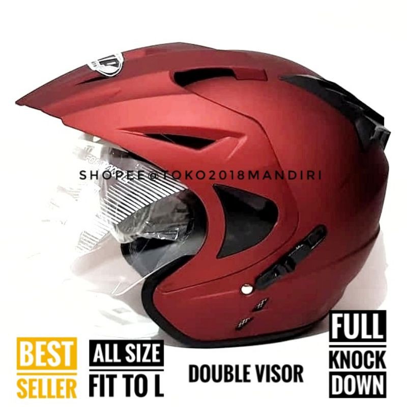 Jual HELM MOTOR SNI 2 KACA / HELM 2 VISION helm double kaca dewasa uk L ...
