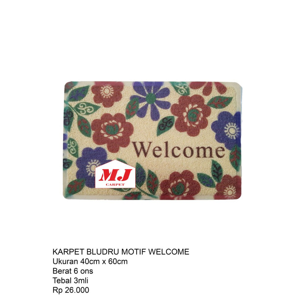 Jual Karpet Bludru "Welcome" Motif Bunga | Shopee Indonesia