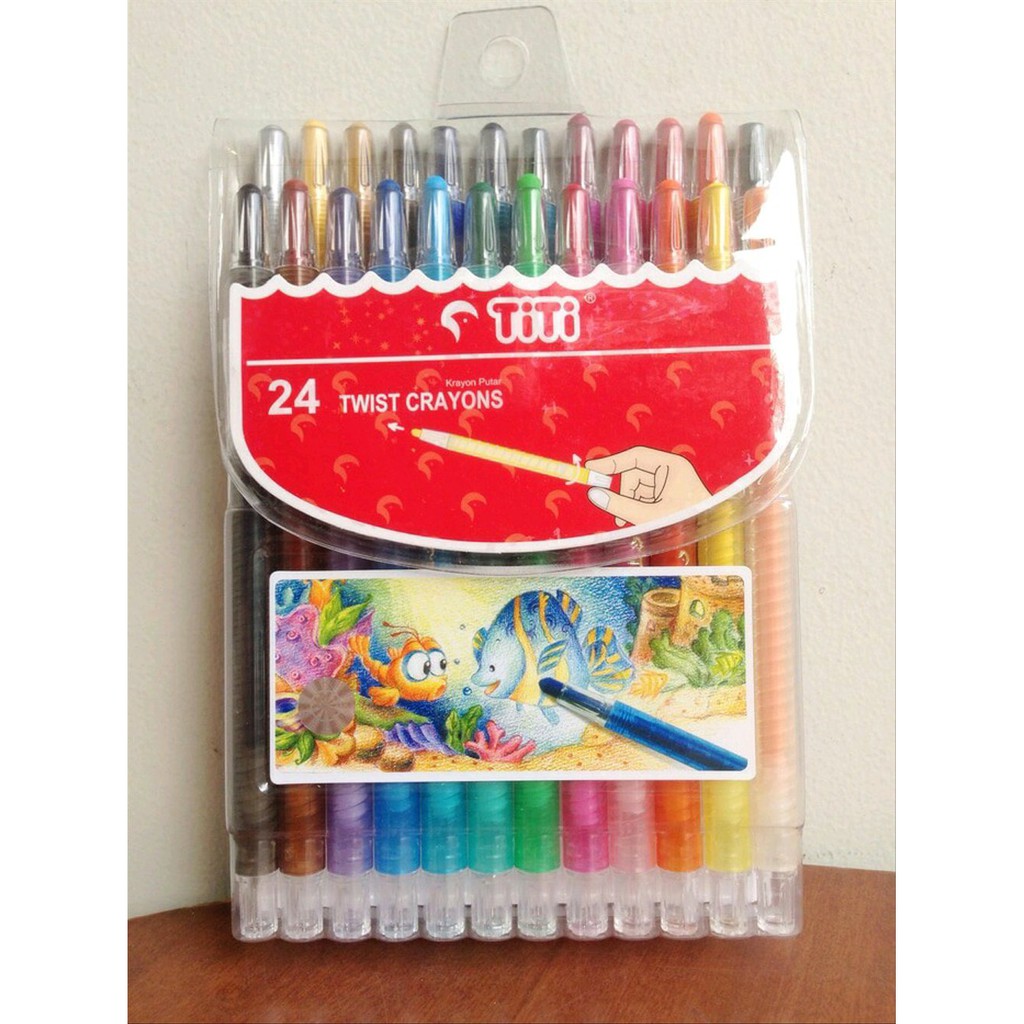 Jual KRAYON TITI TWIST 24 COLORS putar colour Crayon Crayons krayon ...